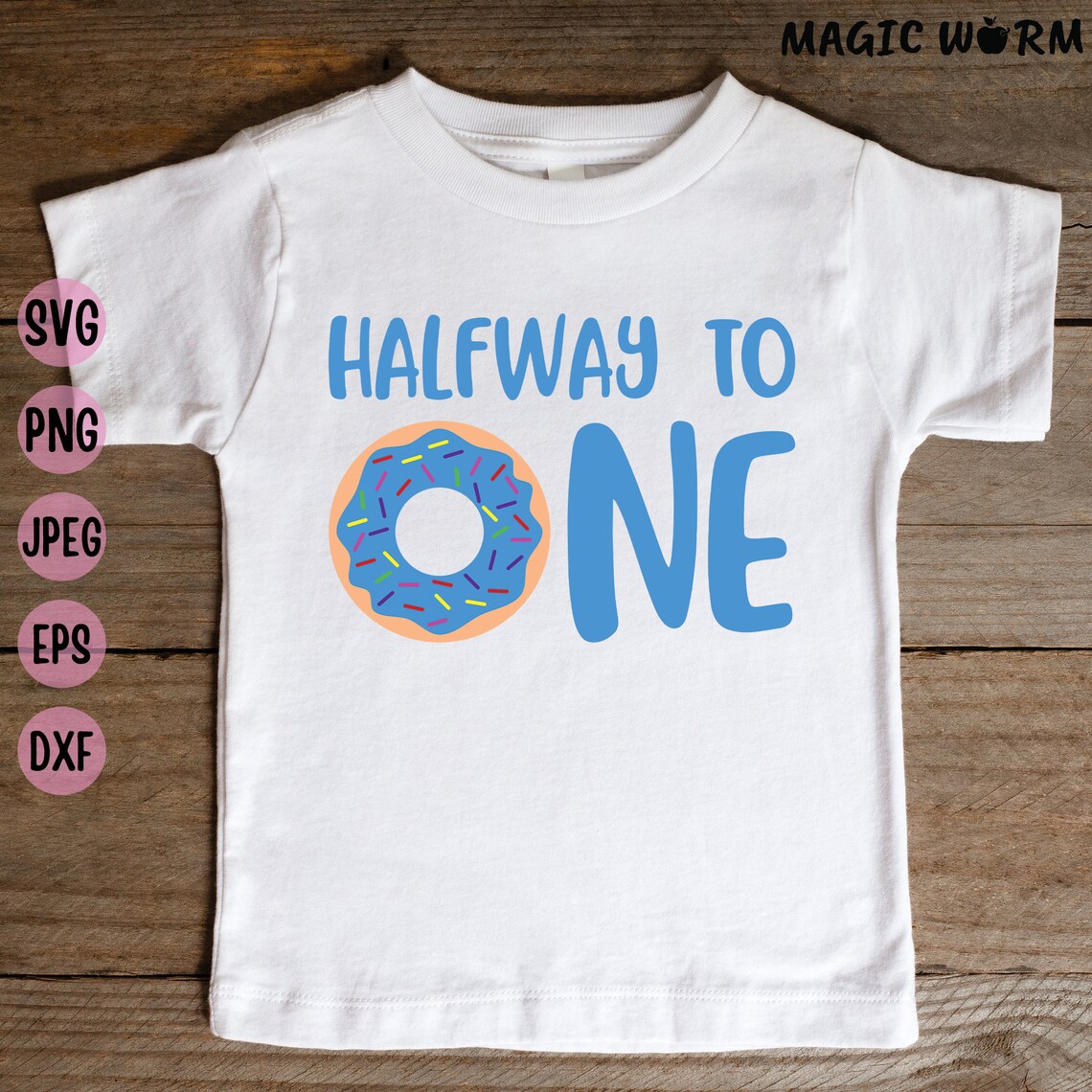 Half Way to One Svg Donut Birthday Svg 6th Month Birthday - Etsy