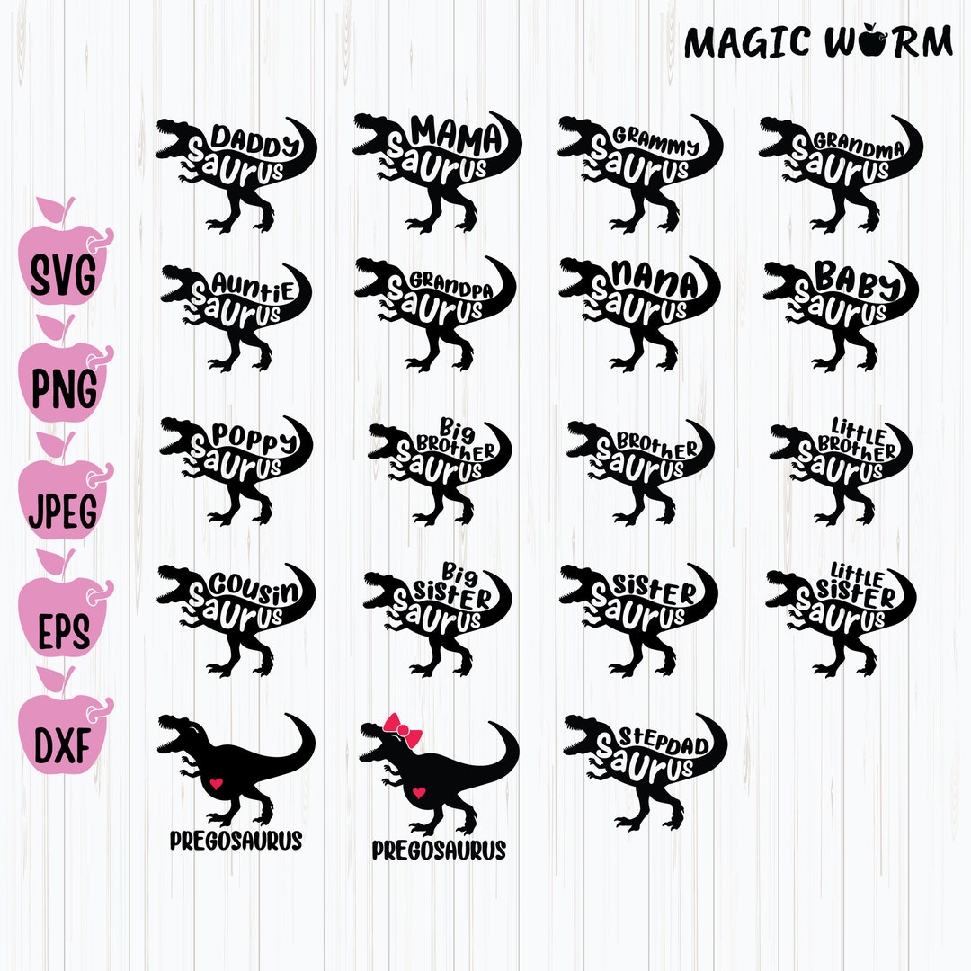 Family Saurus Svg, Matching Family Svg, Mamasaurus Svg, Dinosour Bundle ...