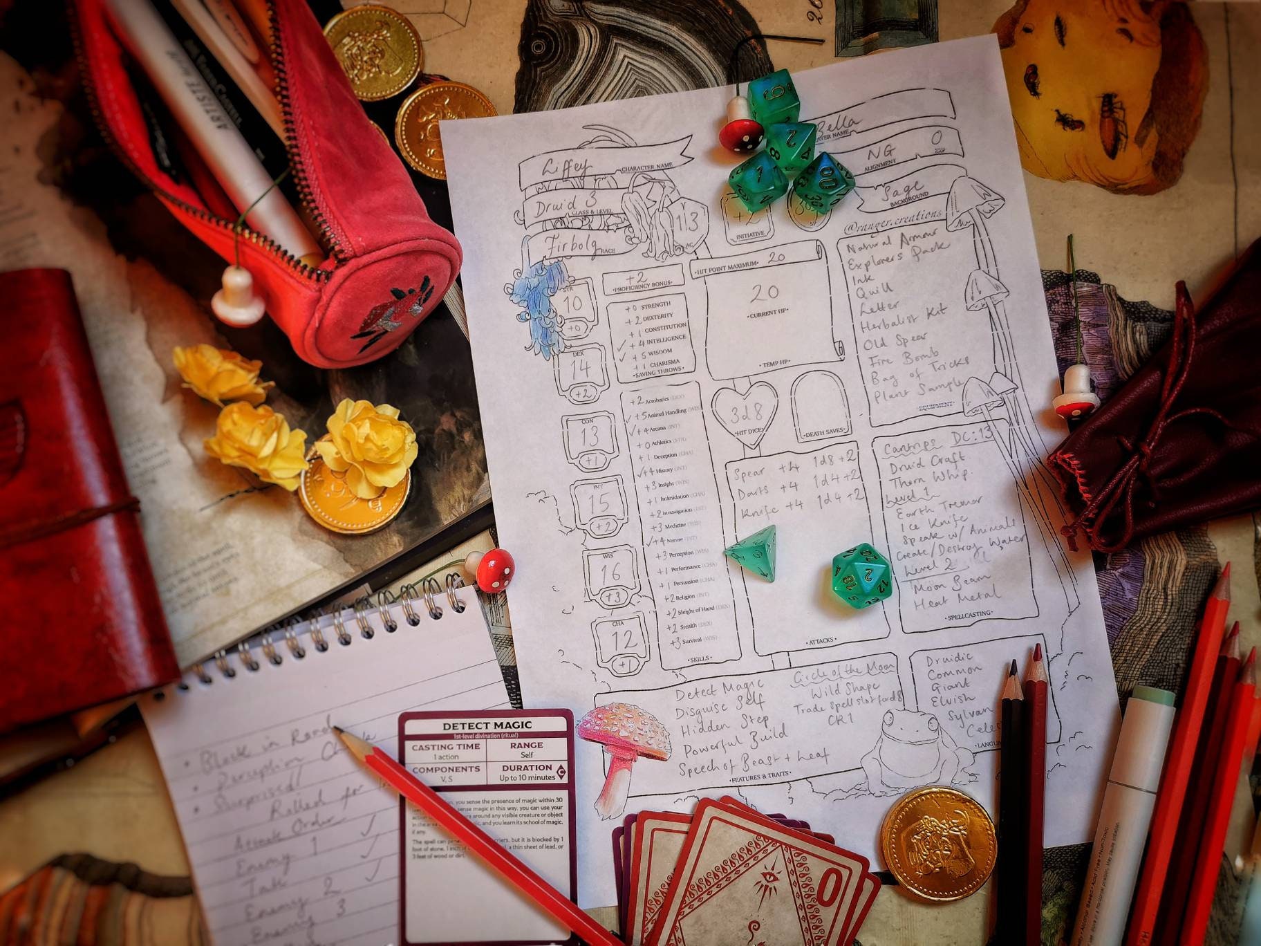 Custom Character Sheet (colour Your Own!) - DOWNLOAD - Druid Nature ...