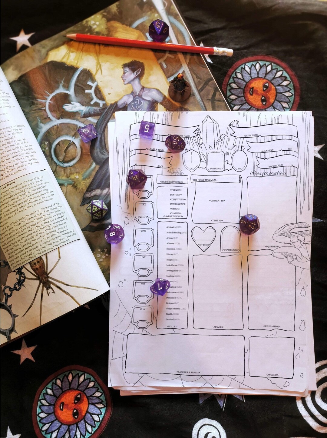 Underdark Character Sheet (colour Your Own!) - DOWNLOAD - Drow Mines ...
