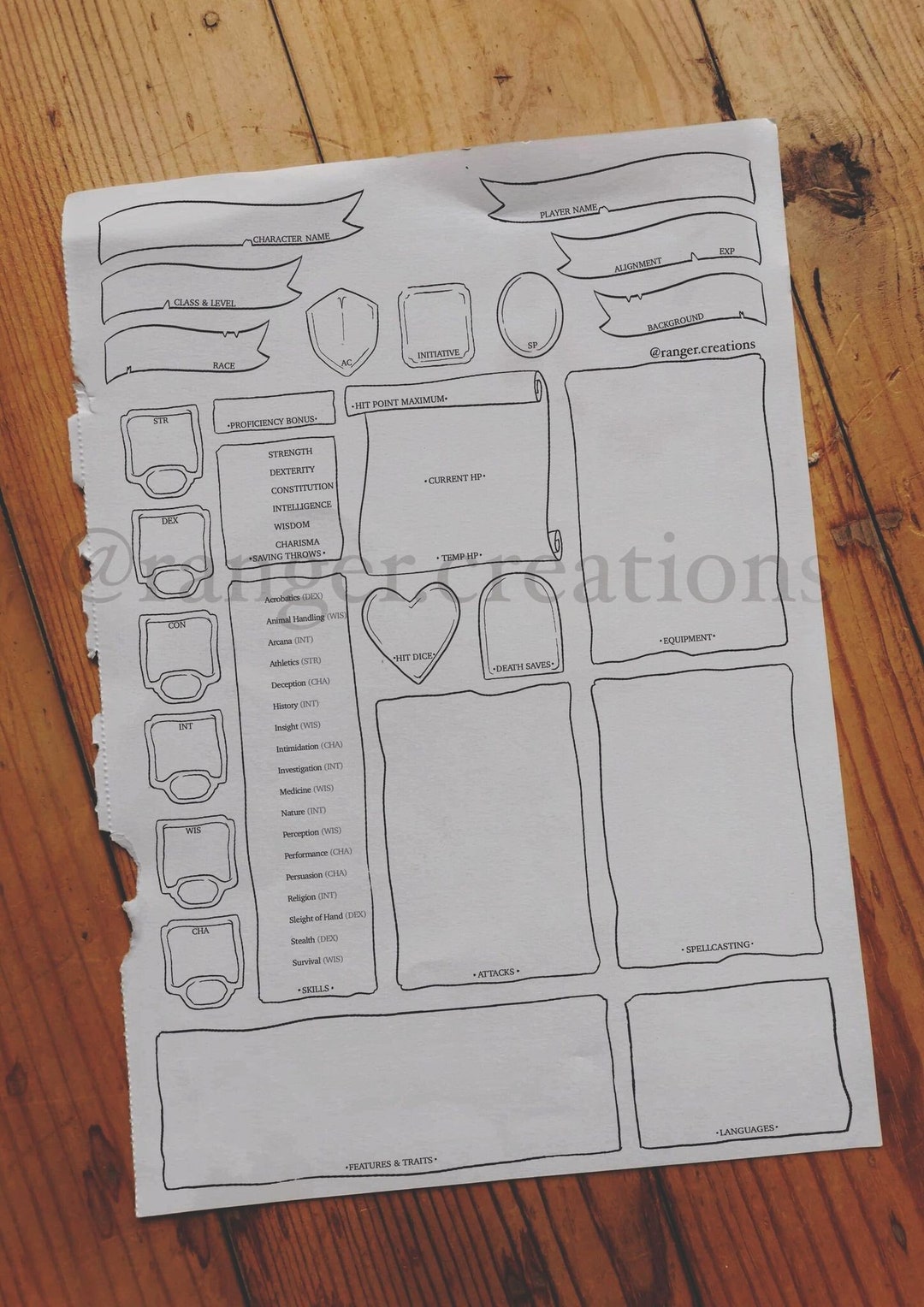 Custom Character Sheet (alternative Optimised Layout) - DOWNLOAD ...