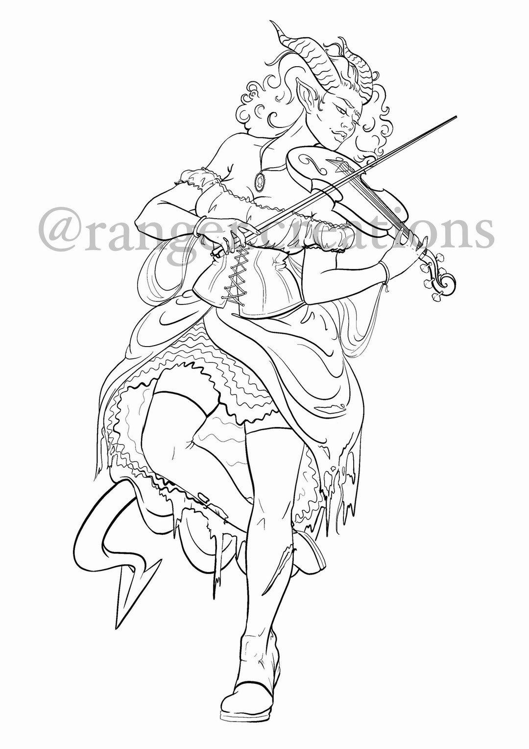 Fantasy RPG Tabletop Character Colouring Book Page #1 - Female Tiefling ...