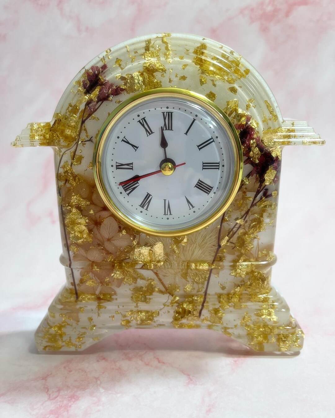 Gold Floral Mantel Clock - Etsy