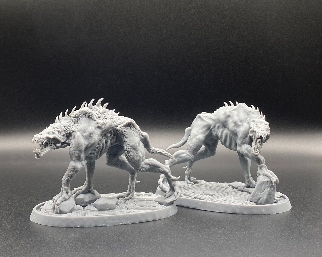 Hell Hound Necrobeast Miniatures for DND or Tabletop Gaming, 28mm D&D Mini, 32mm Warhammer ...