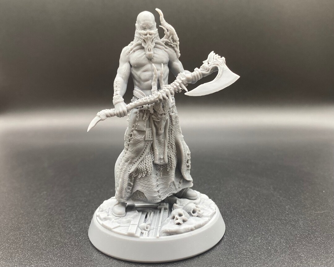 Necrowarrior Barbarian Miniature for DND or Tabletop Gaming, 28mm D&D ...