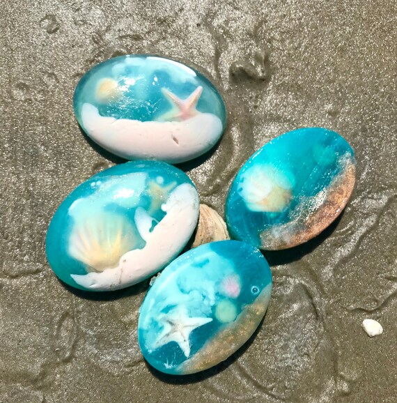 Ocean soap with seashells | Etsy