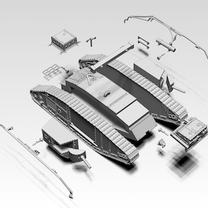 British Mark V Male Heavy Tank Model Kit 3D Printed at 1/56th, 1/72th ...