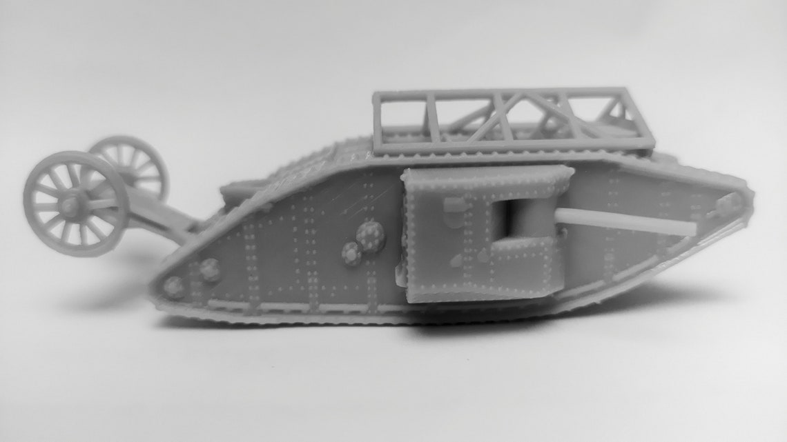 British WW1 MARK I "male" Tank 3D Printed in Resin Scale 1/100th for ...