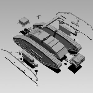 British Mark V Female Heavy Tank Model Kit 3D Printed at 1/72th; 1/56 ...
