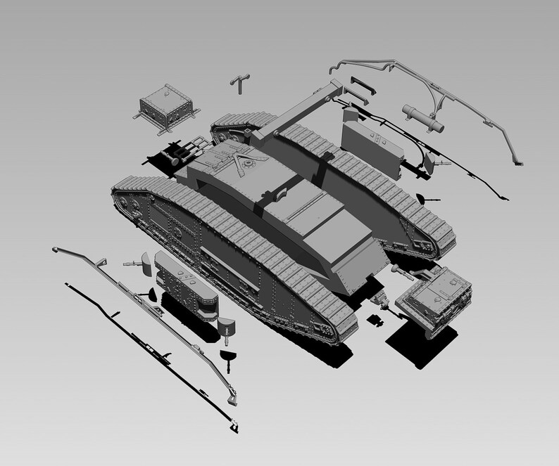 British Mark V Female Heavy Tank Model Kit 3D Printed at 1/72th 1/56 ...