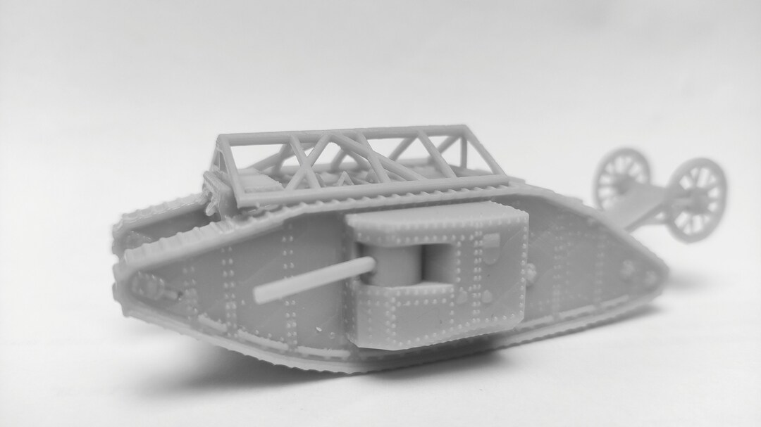 British WW1 MARK I "male" Tank 3D Printed in Resin Scale 1/100th for ...