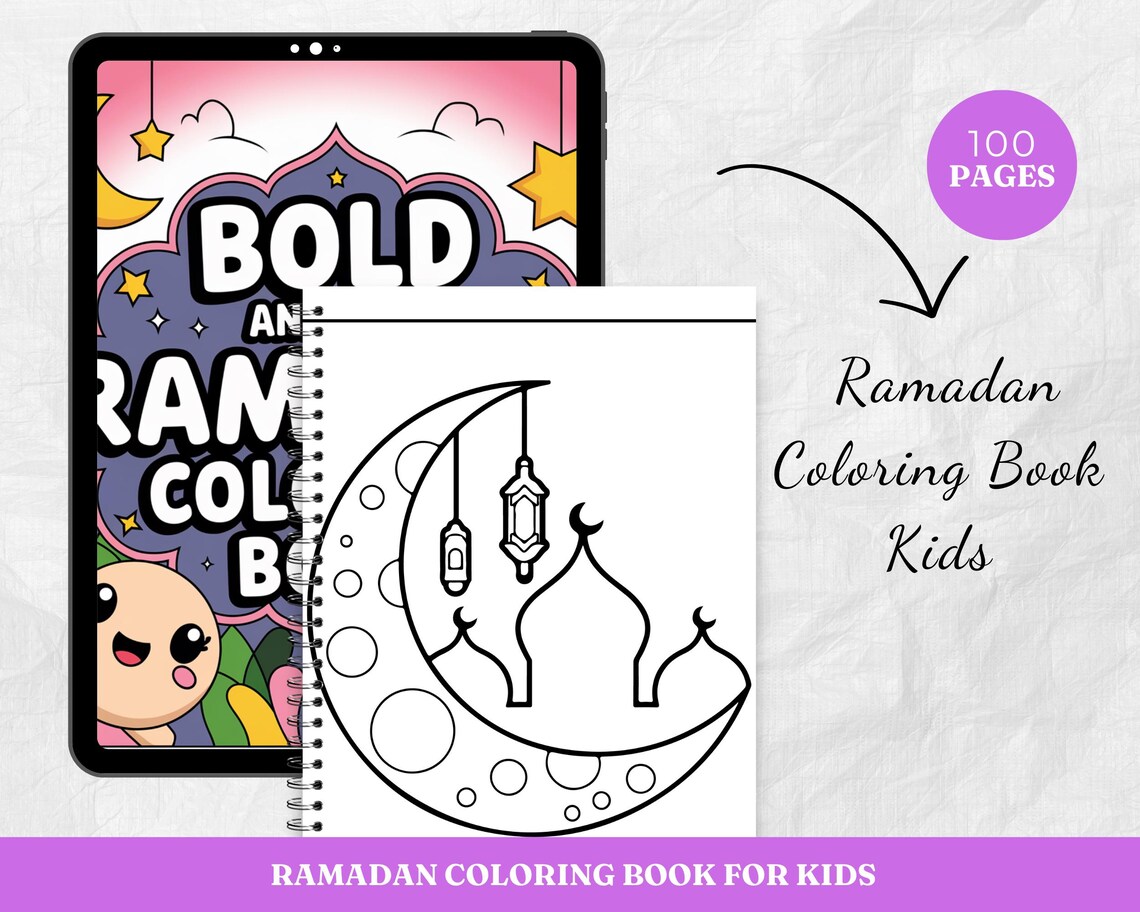 100 Page Kids Ramadan Activity Book Printable, Islamic Workbook With ...