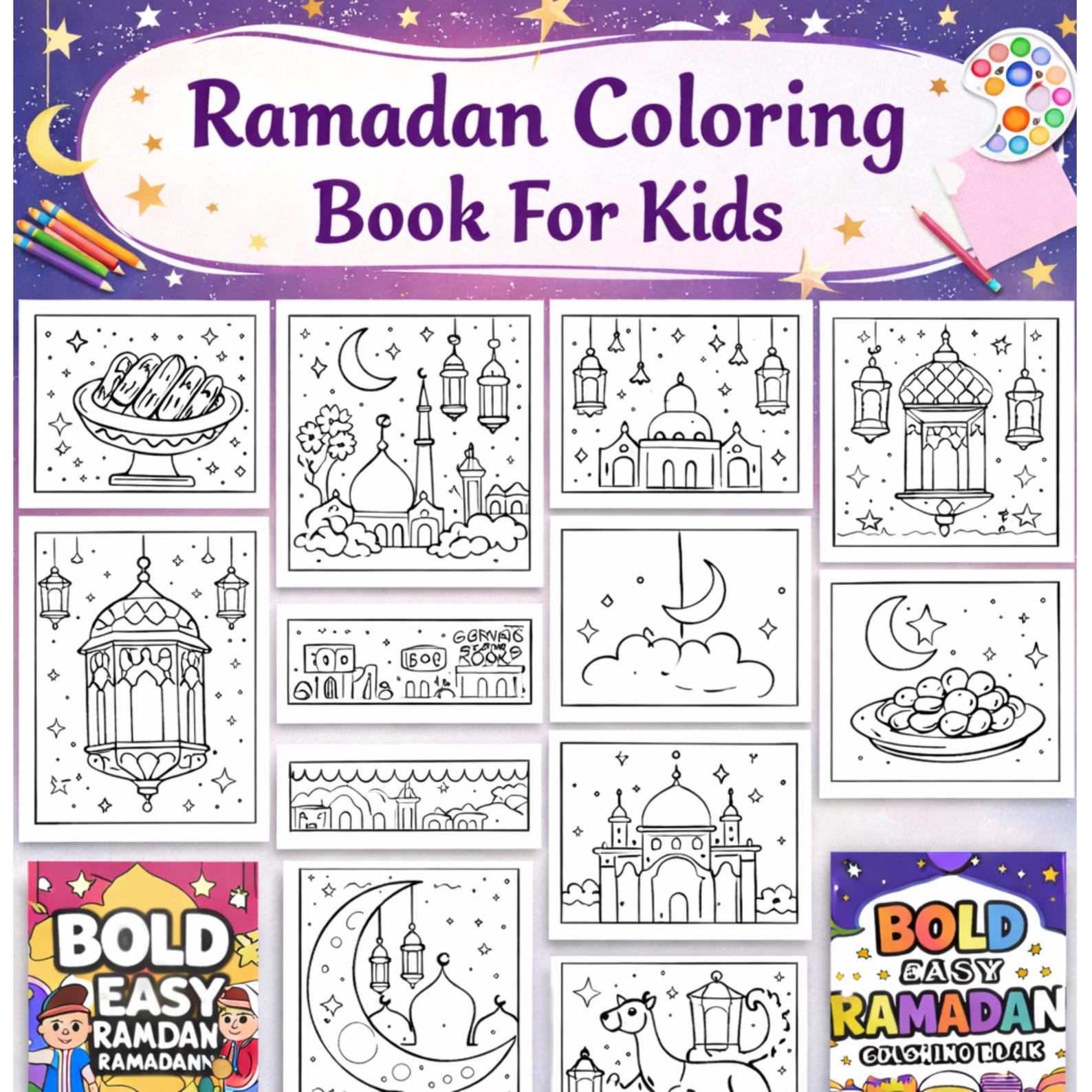 100 Page Kids Ramadan Activity Book Printable, Islamic Workbook With ...