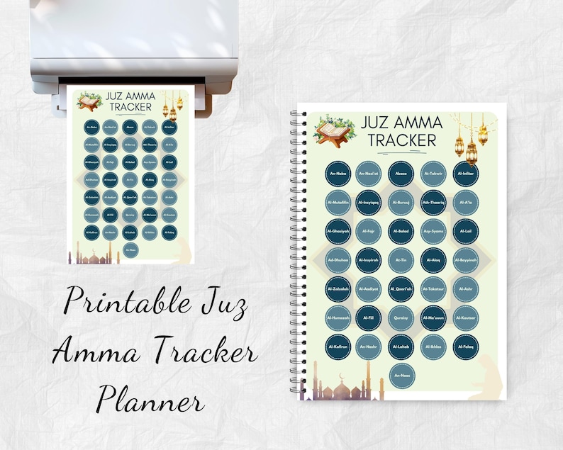Juz Amma Tracker Printable, Islamic Quran Reading Planner, Juz 30 ...