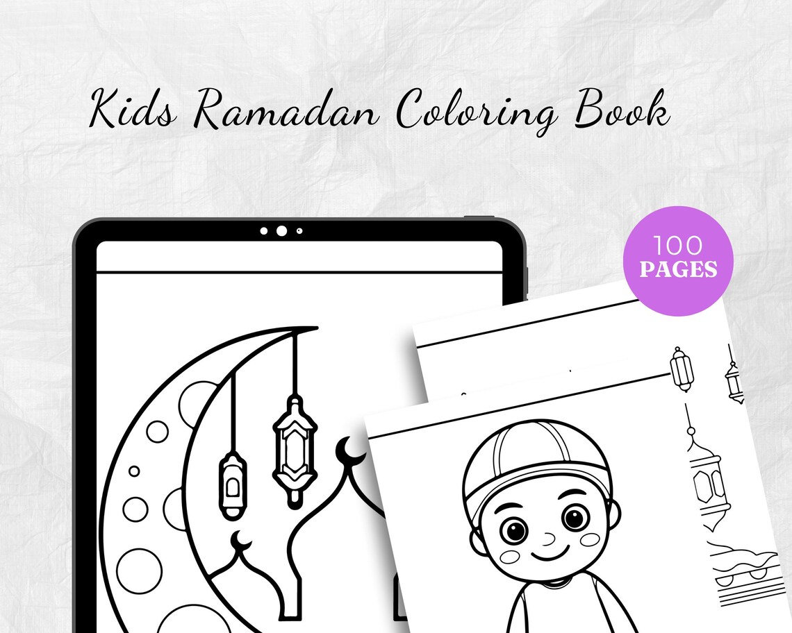 100 Page Kids Ramadan Activity Book Printable, Islamic Workbook With ...