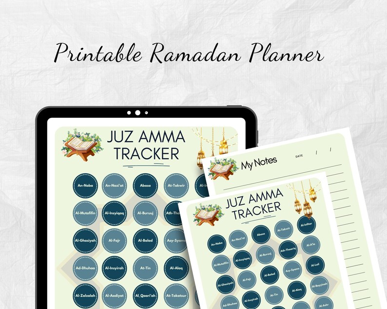 Juz Amma Tracker Printable,islamic Quran Reading Planner,progress Chart ...