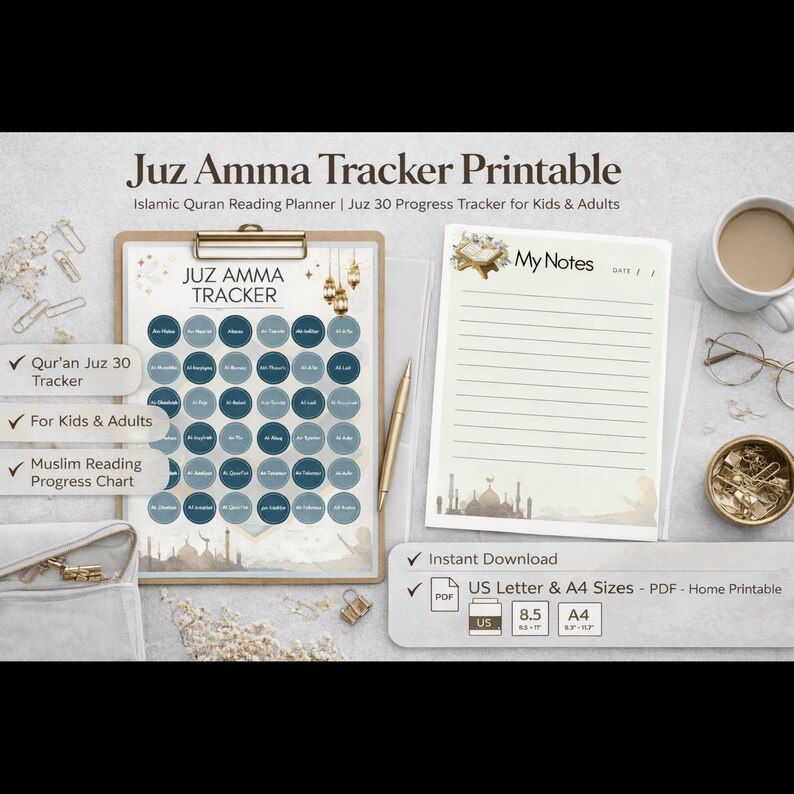 Juz Amma Tracker Printable,islamic Quran Reading Planner,progress Chart ...