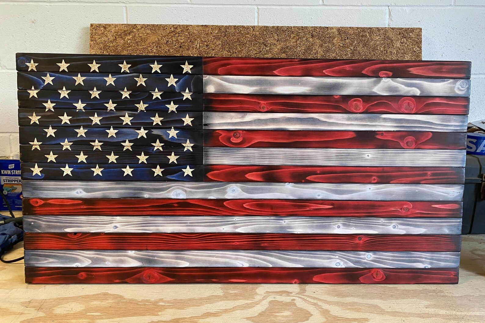 American Wood Flag, American Torched and Stained Wood Flag, Custom ...
