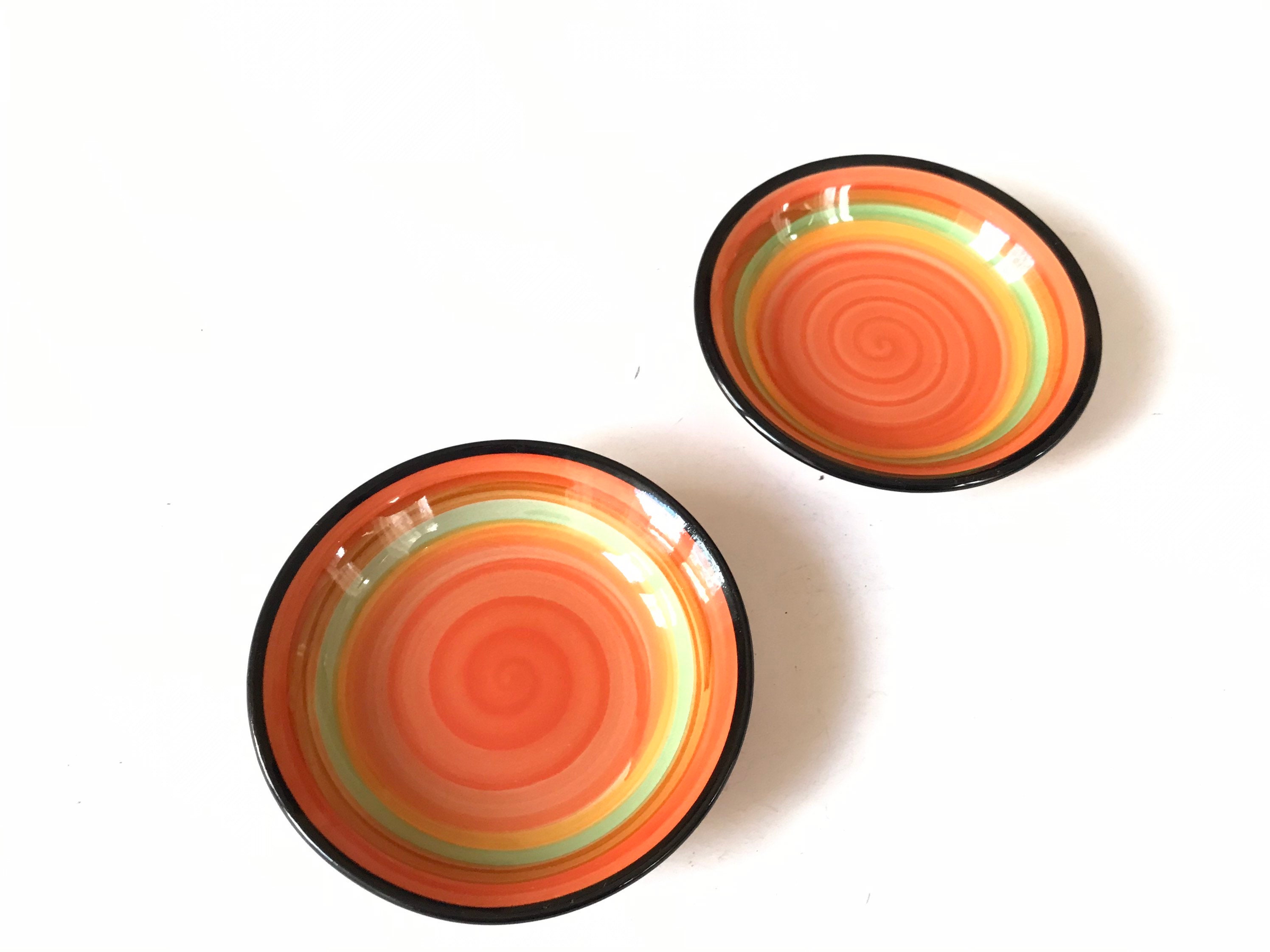 Two Small Serving Plates, Handmade, Hand Painted, Clay Bowls, Bowl,two ...