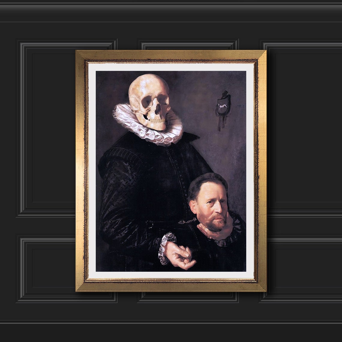 Portrait of A Man With A Skull Print,alter Painting,alter Art Poster ...