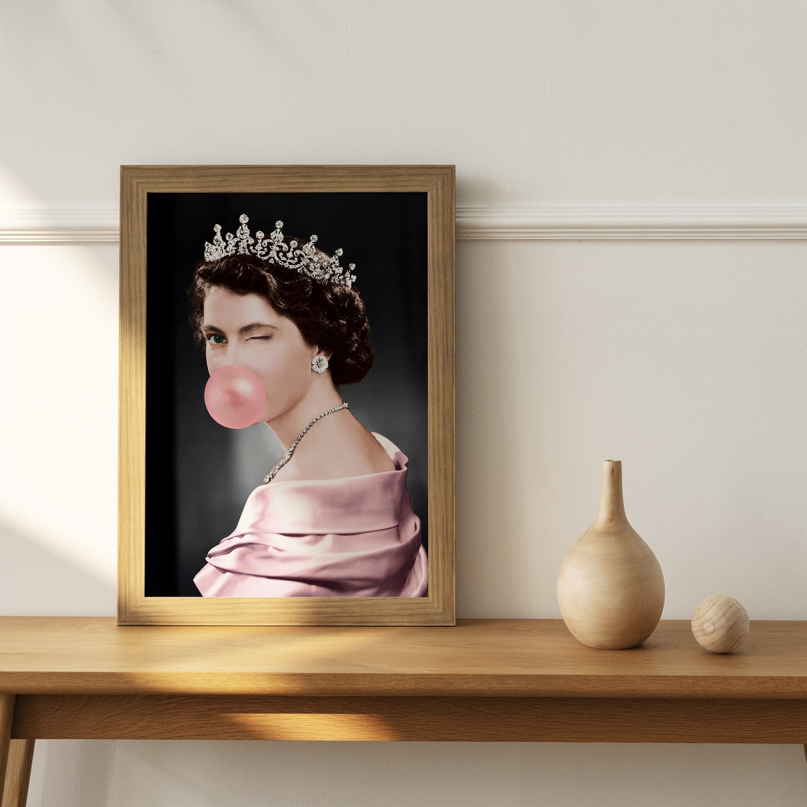 Queen Elizabeth II Print, Queen Elizabeth Wink,bubblegum Art,eclectic ...