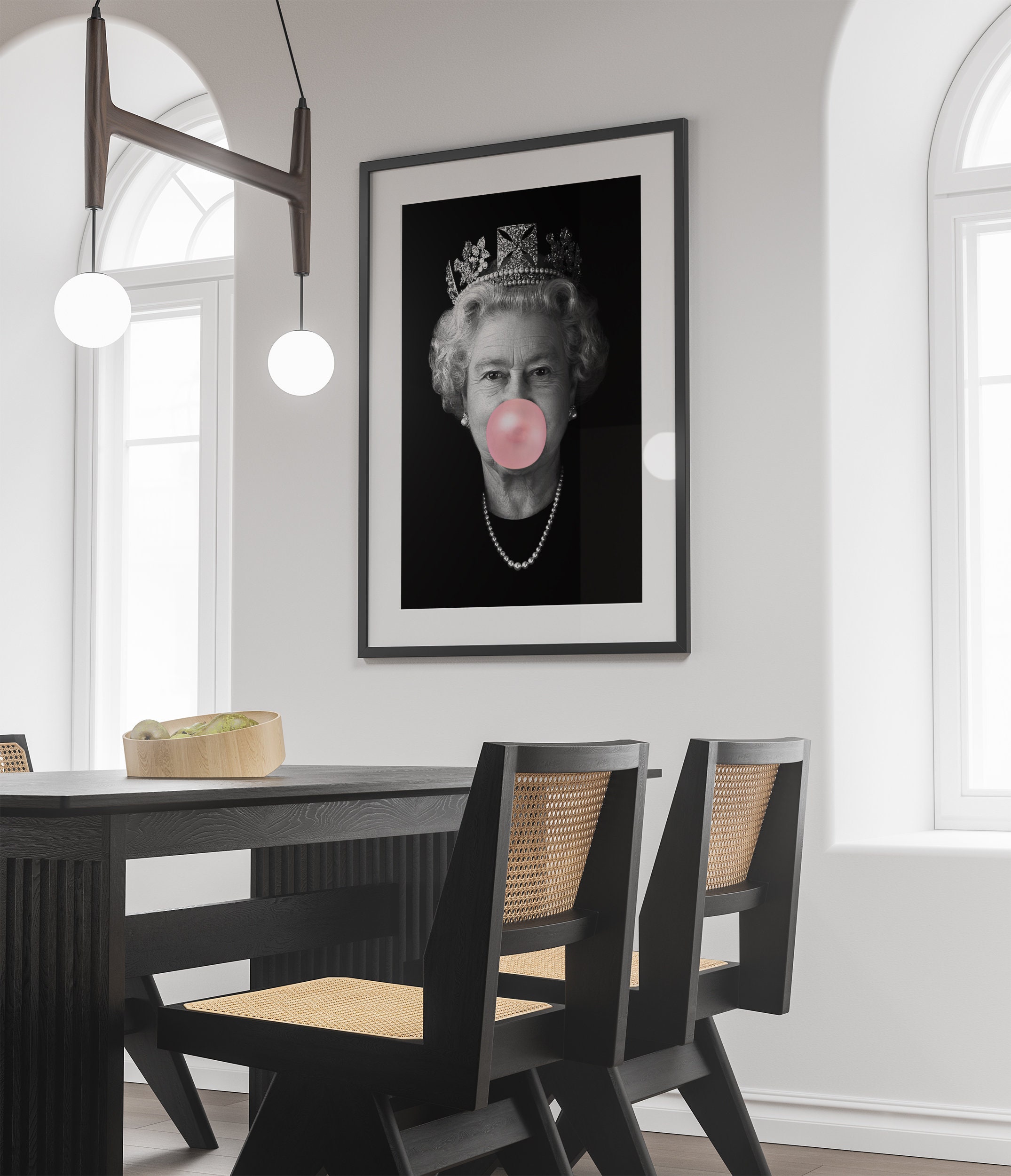 Queen Elizabeth Print W/ Bubblegum, Eclectic Wall Art Vintage Photo ...