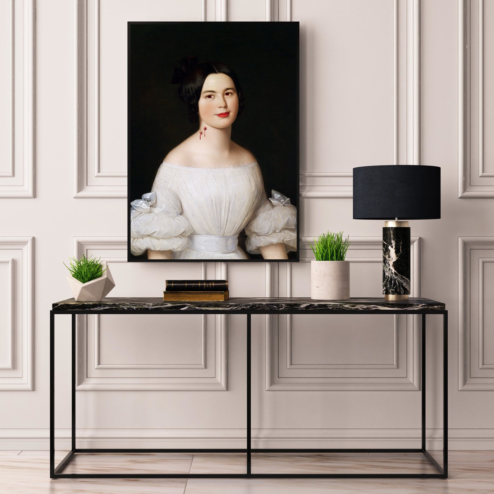 Dame With Vampire Bite Marks Print, Gothic Home Decor, Eclectic Wall ...