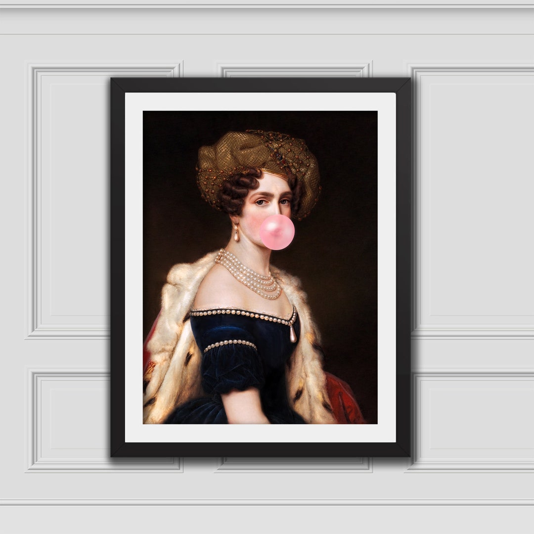 Princess Amalie Bubblegum Art Print,altered Art Portrait,altered ...