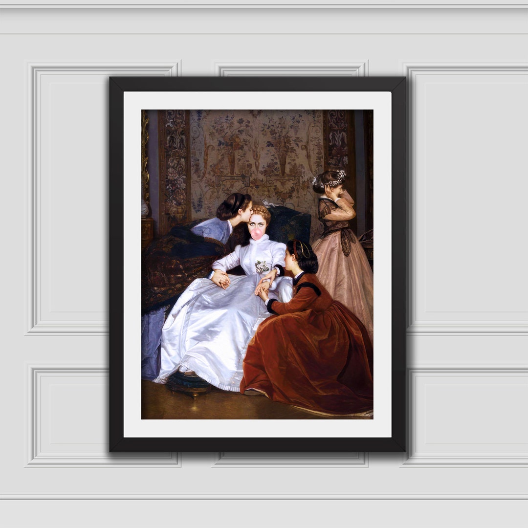 Fiancée Bubblegum Renaissance Portrait Print, Bubble Gum Wall Decor ...