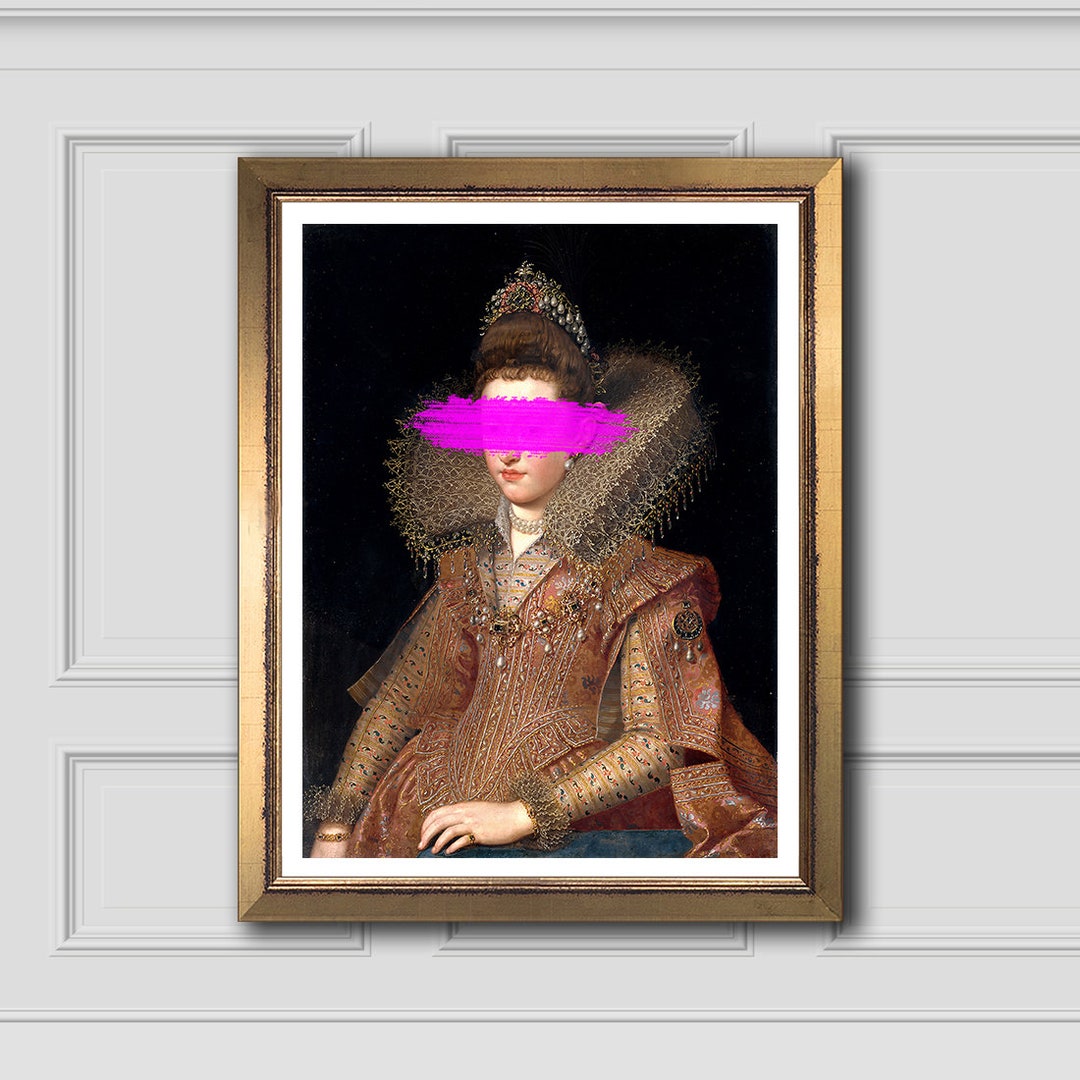 Altered Painting, Altered Vintage Painting, Portrait Painting Detail ...