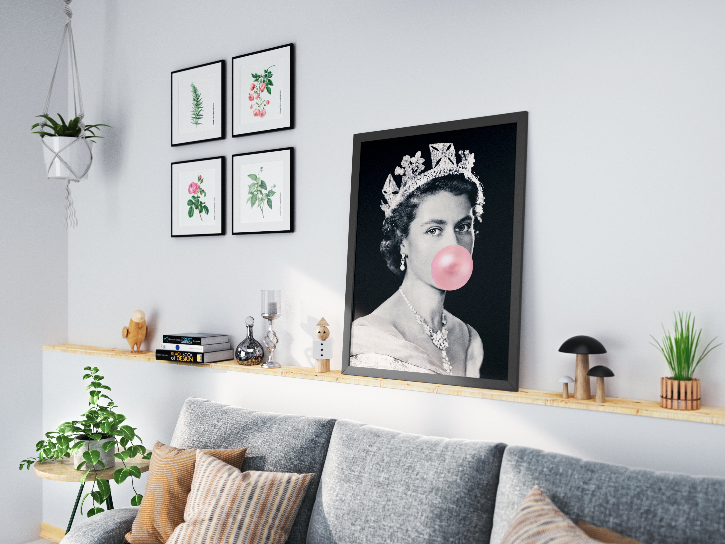 Queen Elizabeth II Bubblegum & Crown,eclectic Wall Art,alter Art Print ...