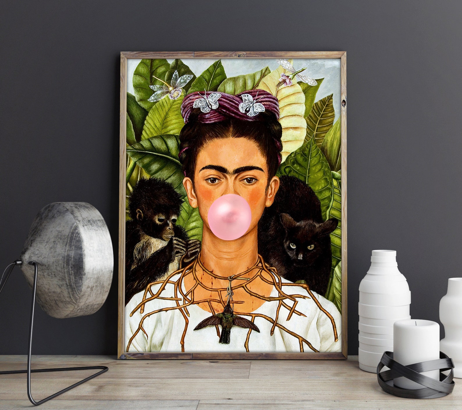 Frida Kahlo Bubble Gum Print Eclectic Wall Art Alter Art - Etsy
