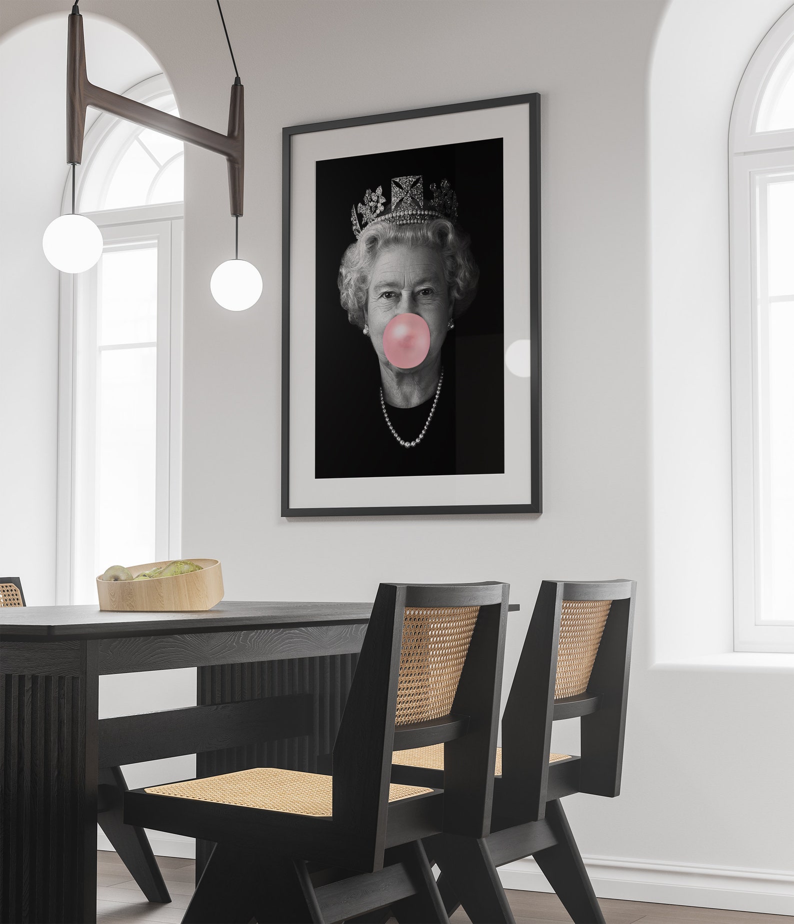 Queen Elizabeth II Print Blowing A Bubblegum Art,eclectic Wall Art ...