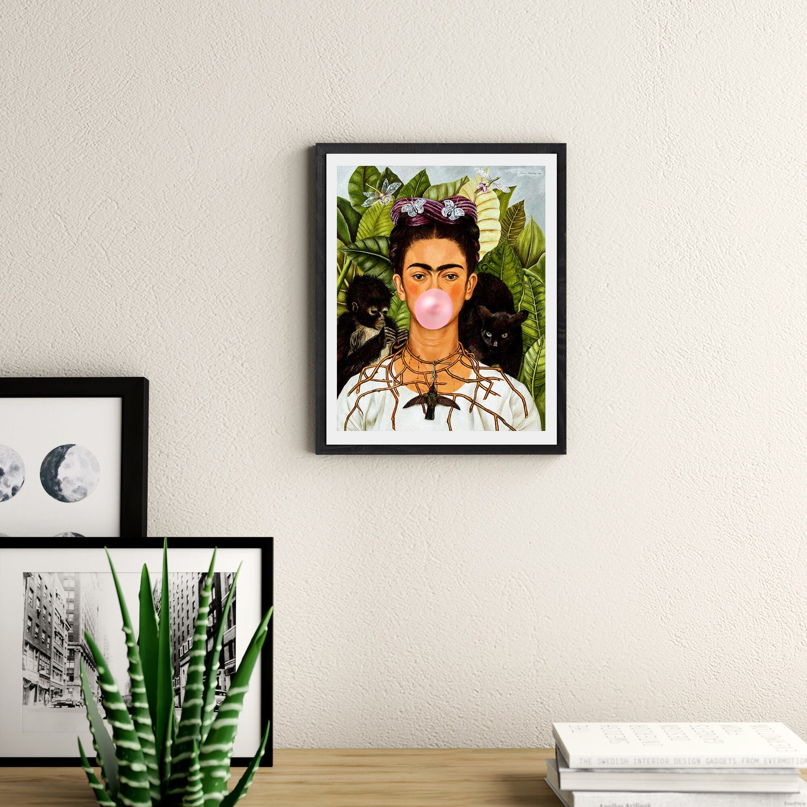 Frida Kahlo Bubble Gum Print Eclectic Wall Art Alter Art - Etsy