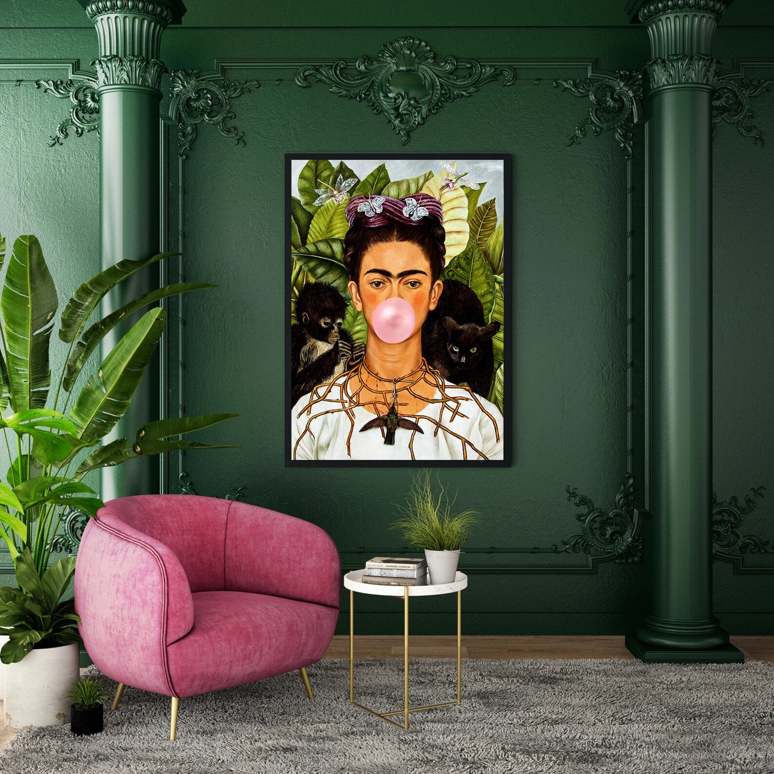 Frida Kahlo Bubble Gum Print Eclectic Wall Art Alter Art - Etsy