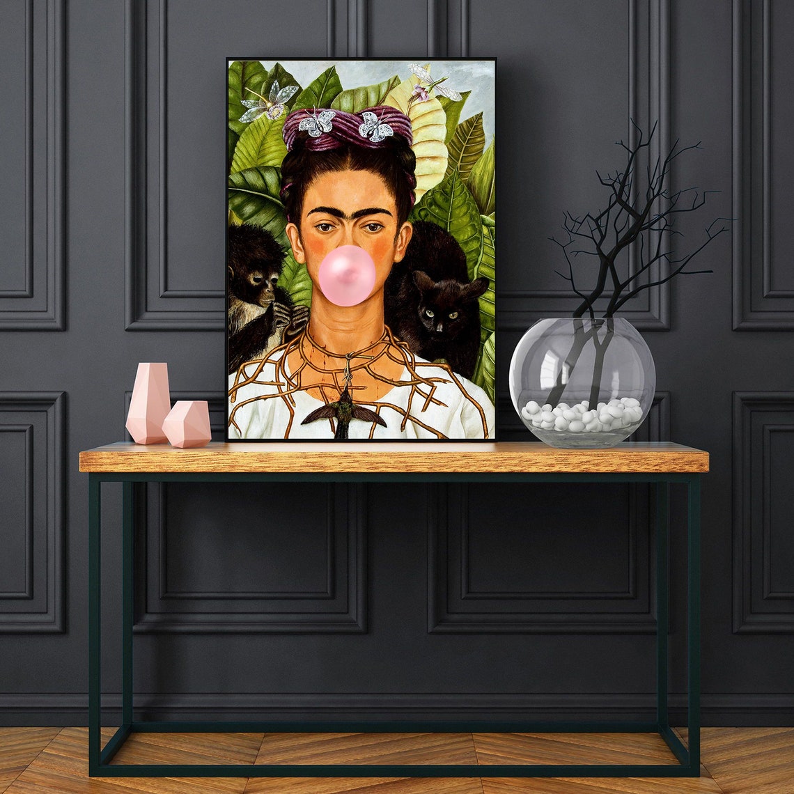 Frida Kahlo Bubble Gum Print Eclectic Wall Art Alter Art - Etsy