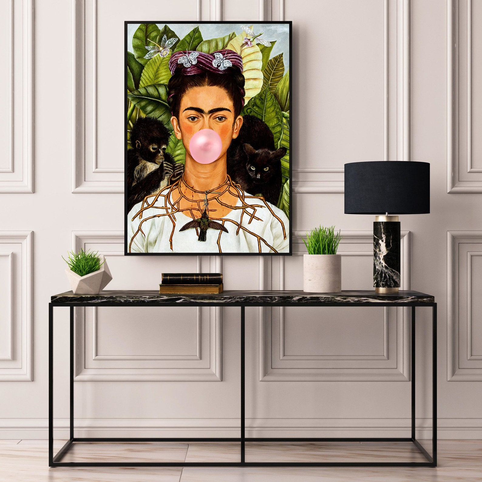 Frida Kahlo Bubble Gum Print Eclectic Wall Art Alter Art - Etsy