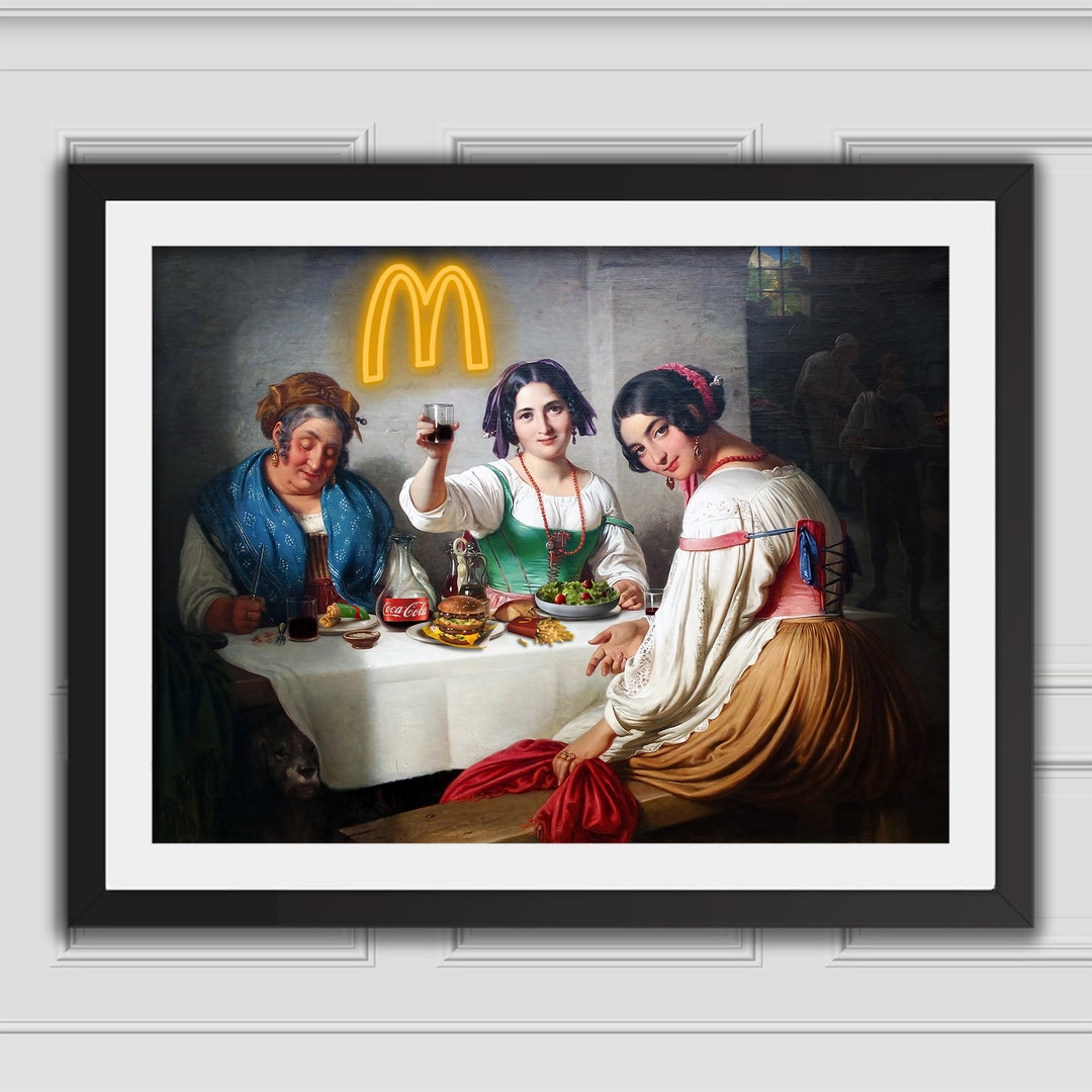 Mcdonald's Osteria With Neon Logo Print,rococo Vintage,altered ...