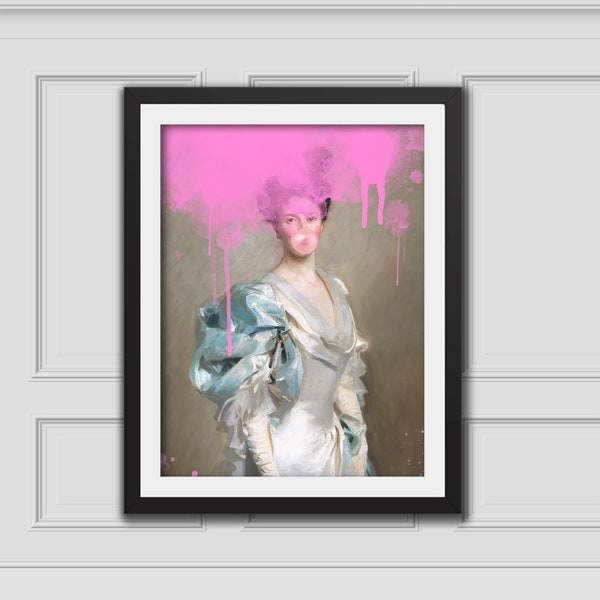 Bubble Gum Girl Art Etsy