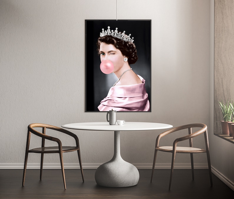 Queen Elizabeth II Print, Queen Elizabeth Wink,bubblegum Art,eclectic ...