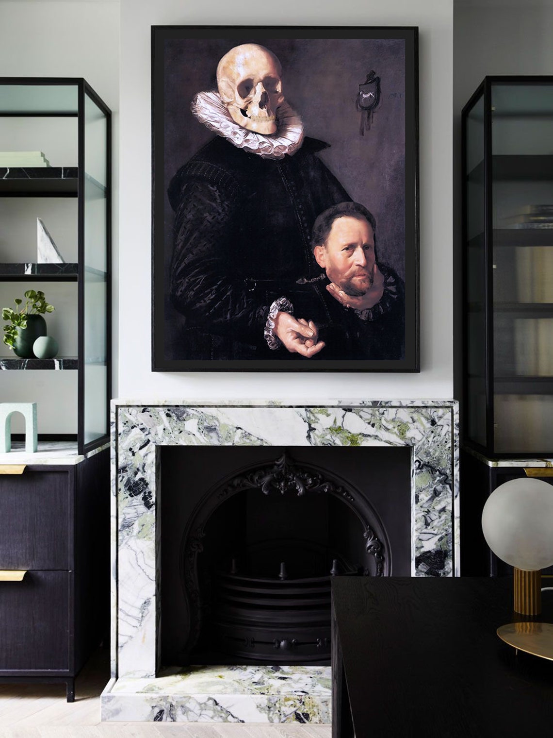 Portrait of A Man With A Skull Print,alter Painting,alter Art Poster ...