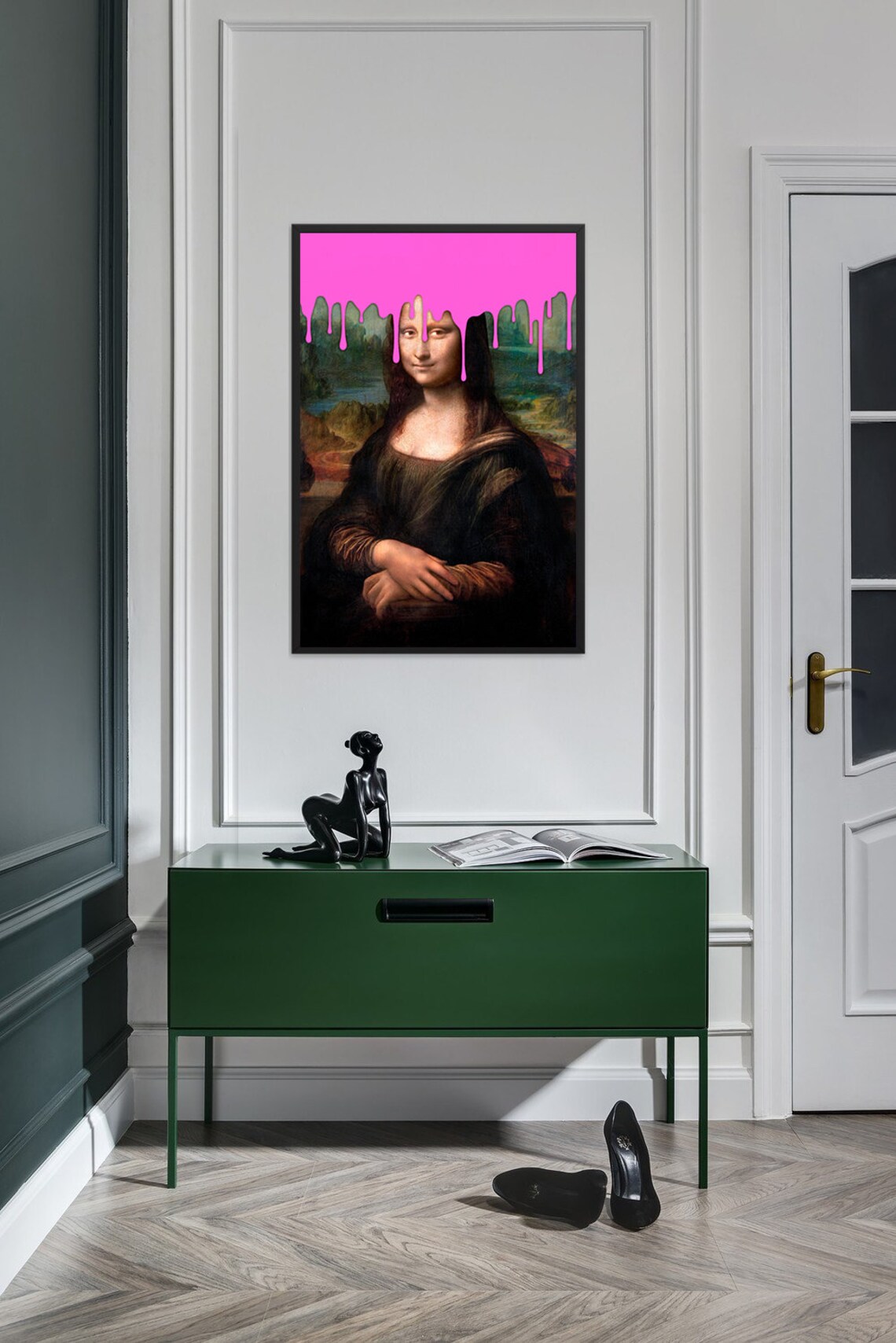 Mona Lisa Pink Paint Drips Print, Eclectic Wall Art, Alter Painting ...