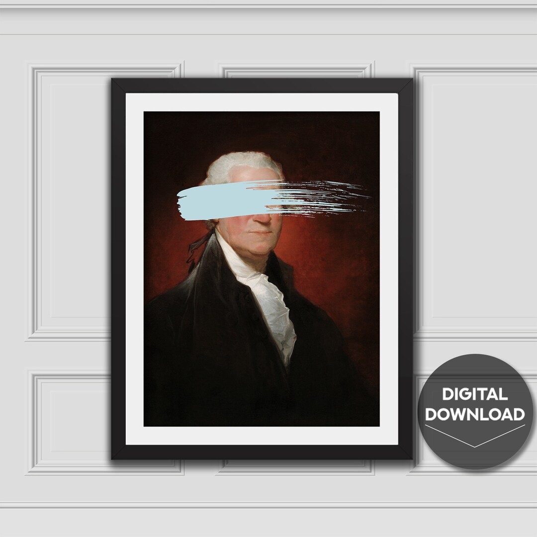 George Washington Blue Stroke Print,altered Vintage Painting,portrait ...