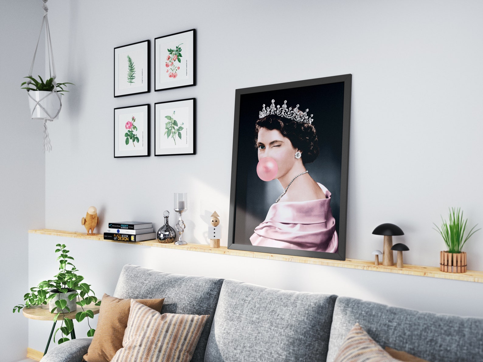 Queen Elizabeth II Print, Queen Elizabeth Wink,bubblegum Art,eclectic ...