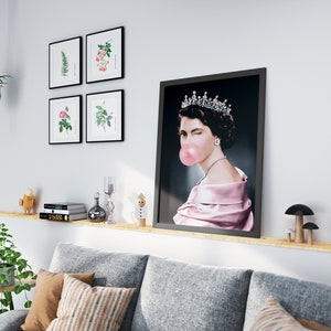 Queen Elizabeth II Print, Queen Elizabeth Wink,bubblegum Art,eclectic ...