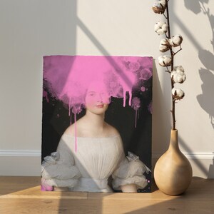 Pink Splatter Graffiti Dame Art Print, Altered Art Portrait, Altered ...