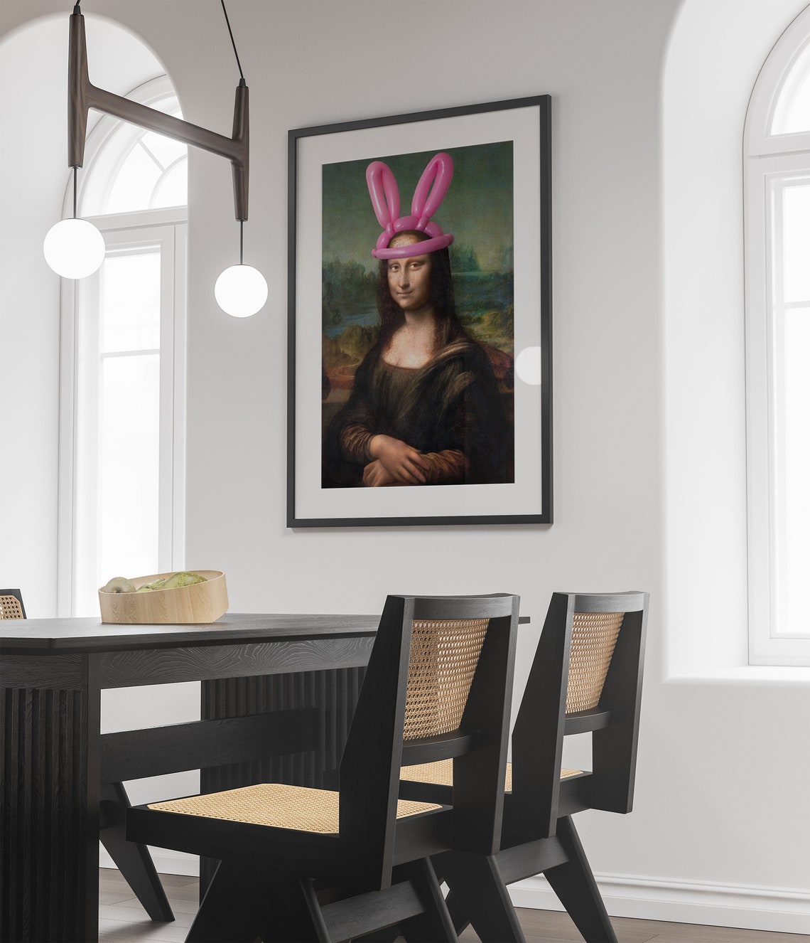 Mona Lisa Balloon Rabbit Ears Print, Eclectic Wall Art Altered Art ...