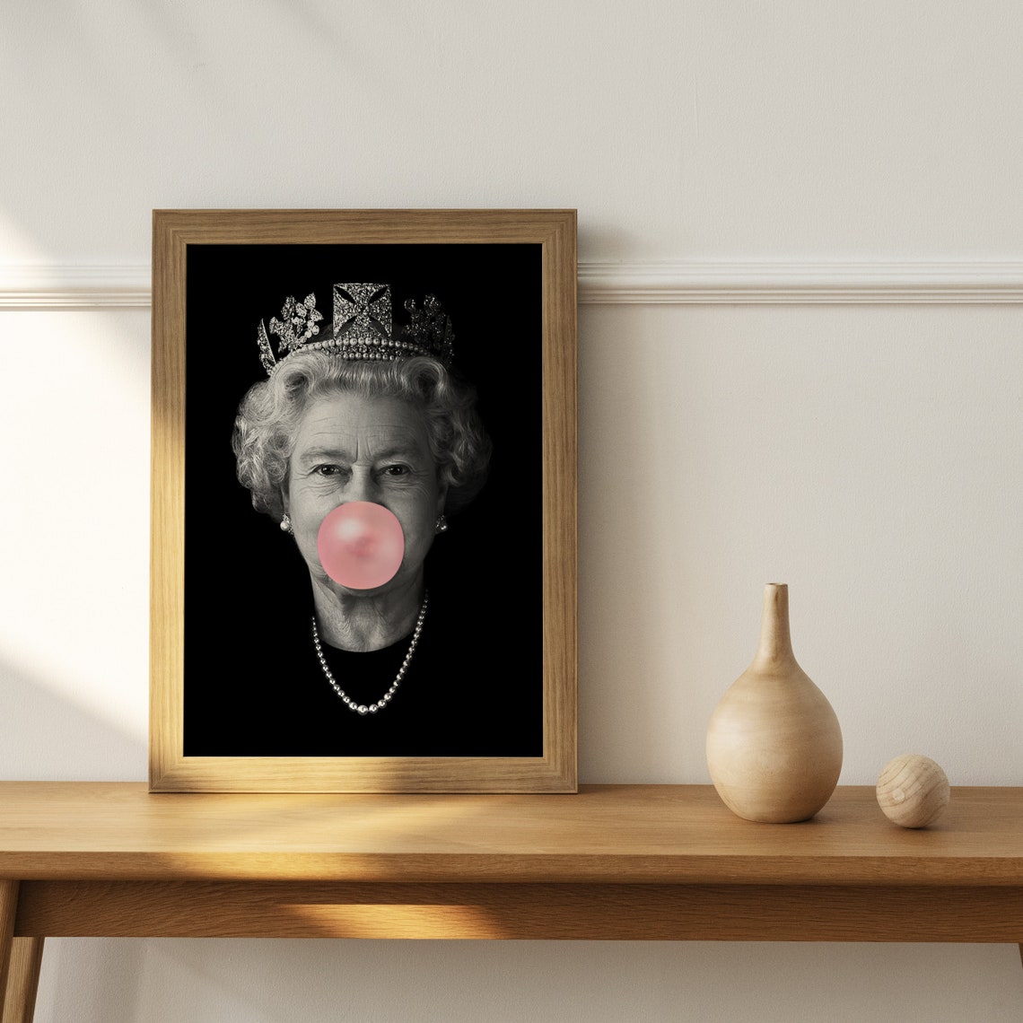 Queen Elizabeth Print W/ Bubblegum, Eclectic Wall Art Vintage Photo ...