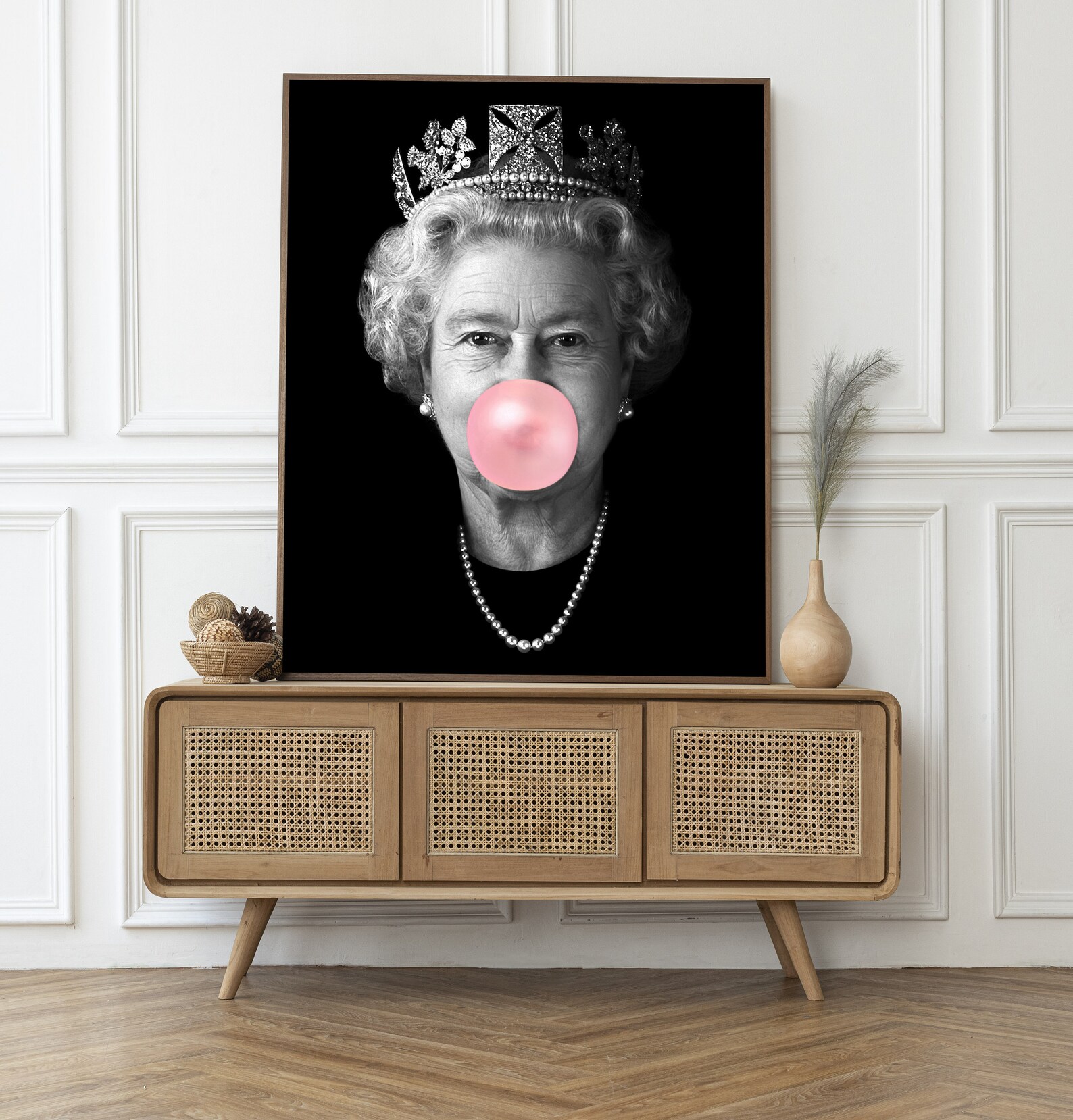 Queen Elizabeth II Print Blowing A Bubblegum Art,eclectic Wall Art ...