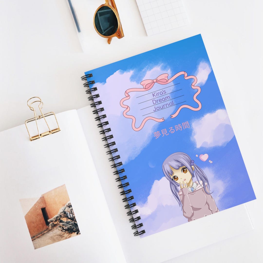 Custom Anime Girl Dream Journal, Blue Sky Spiral Notebook, Kawaii ...